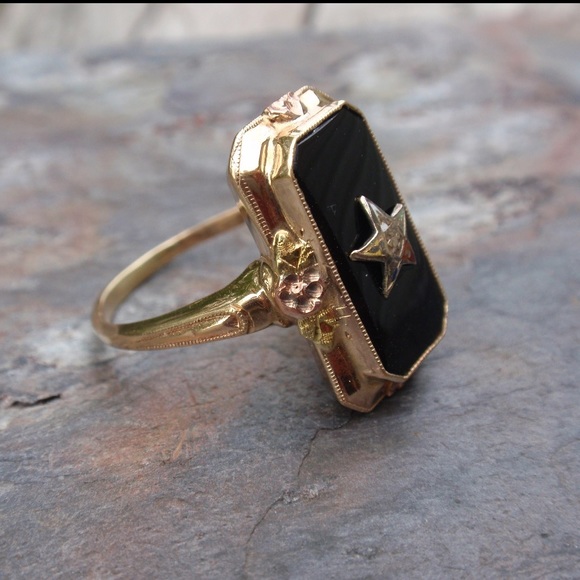 Accessories | Art Deco Black Onyx Diamond Oes Ring Adorned With The ...